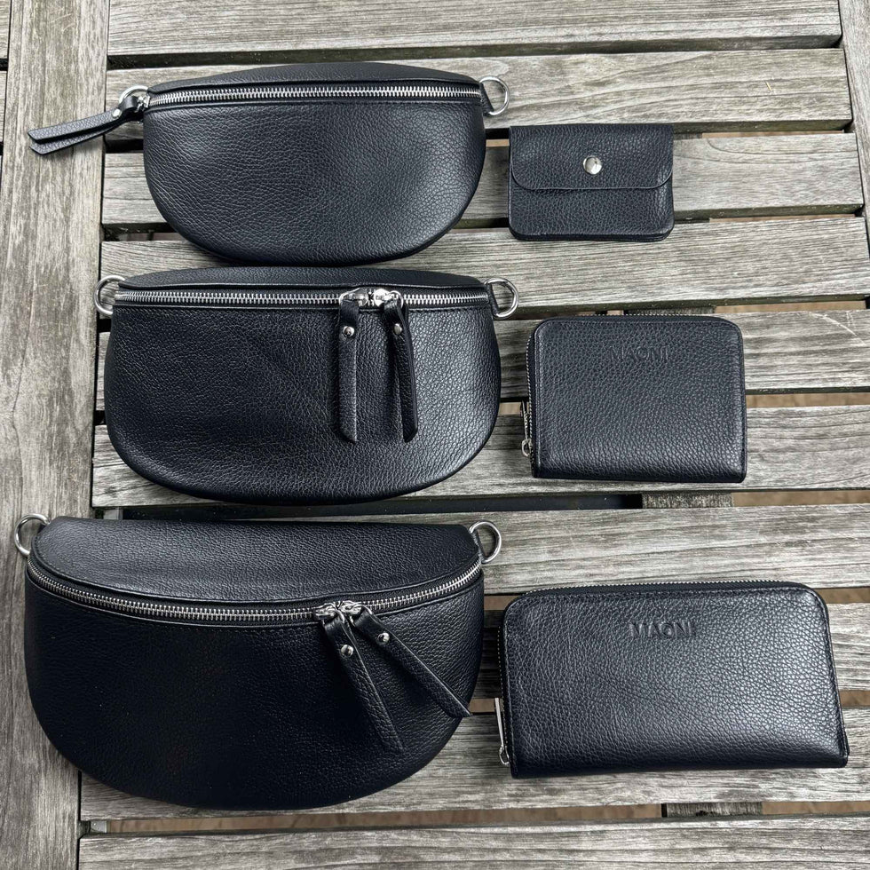 Bauchtasche Damen Schwarz - Klassiker aus Leder – MAONI