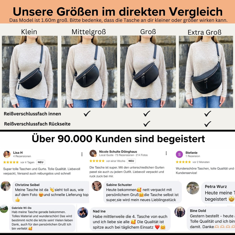 Bauchtasche Damen Schwarz - Klassiker aus Leder – MAONI