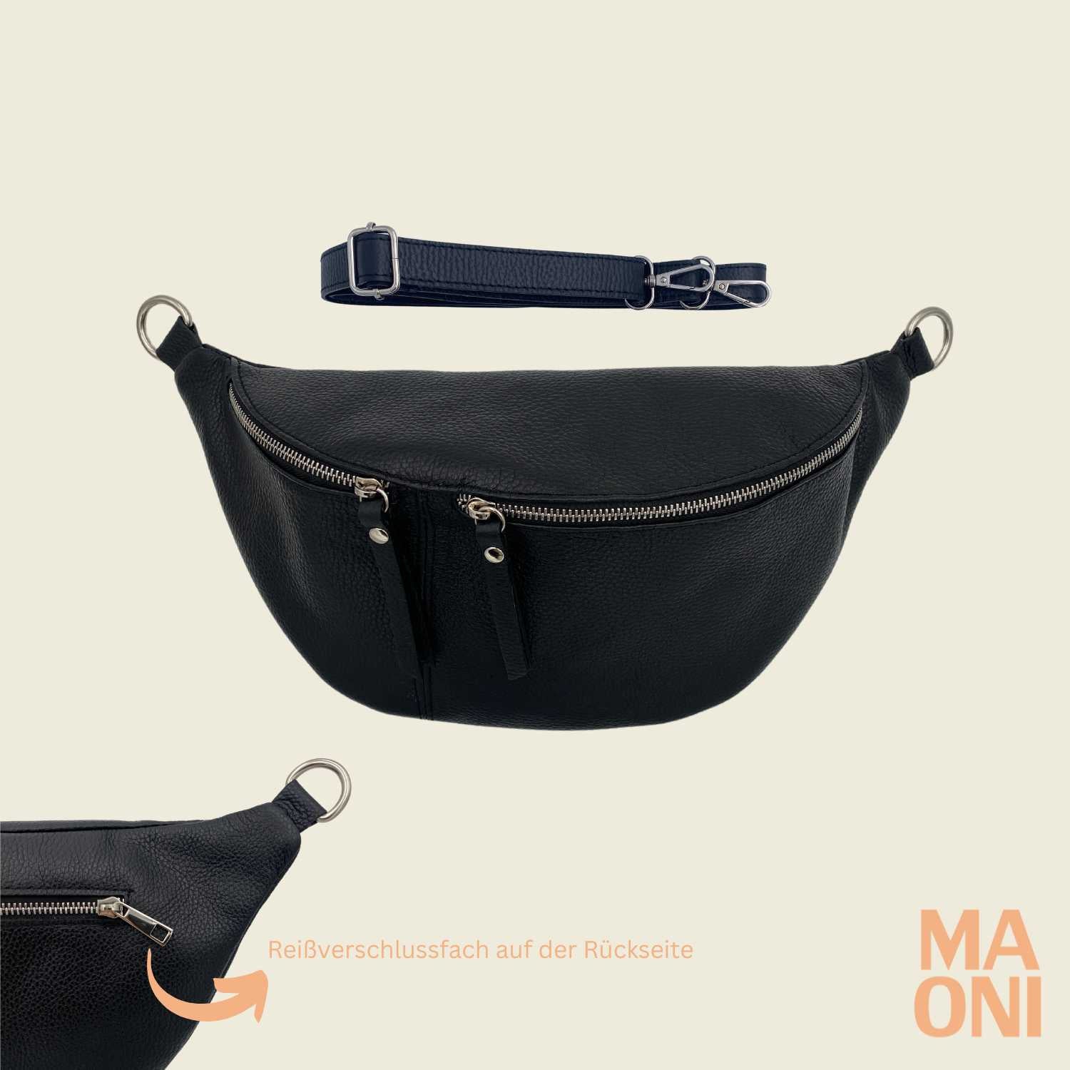 Bauchtasche Damen Schwarz - Klassiker aus Leder – MAONI