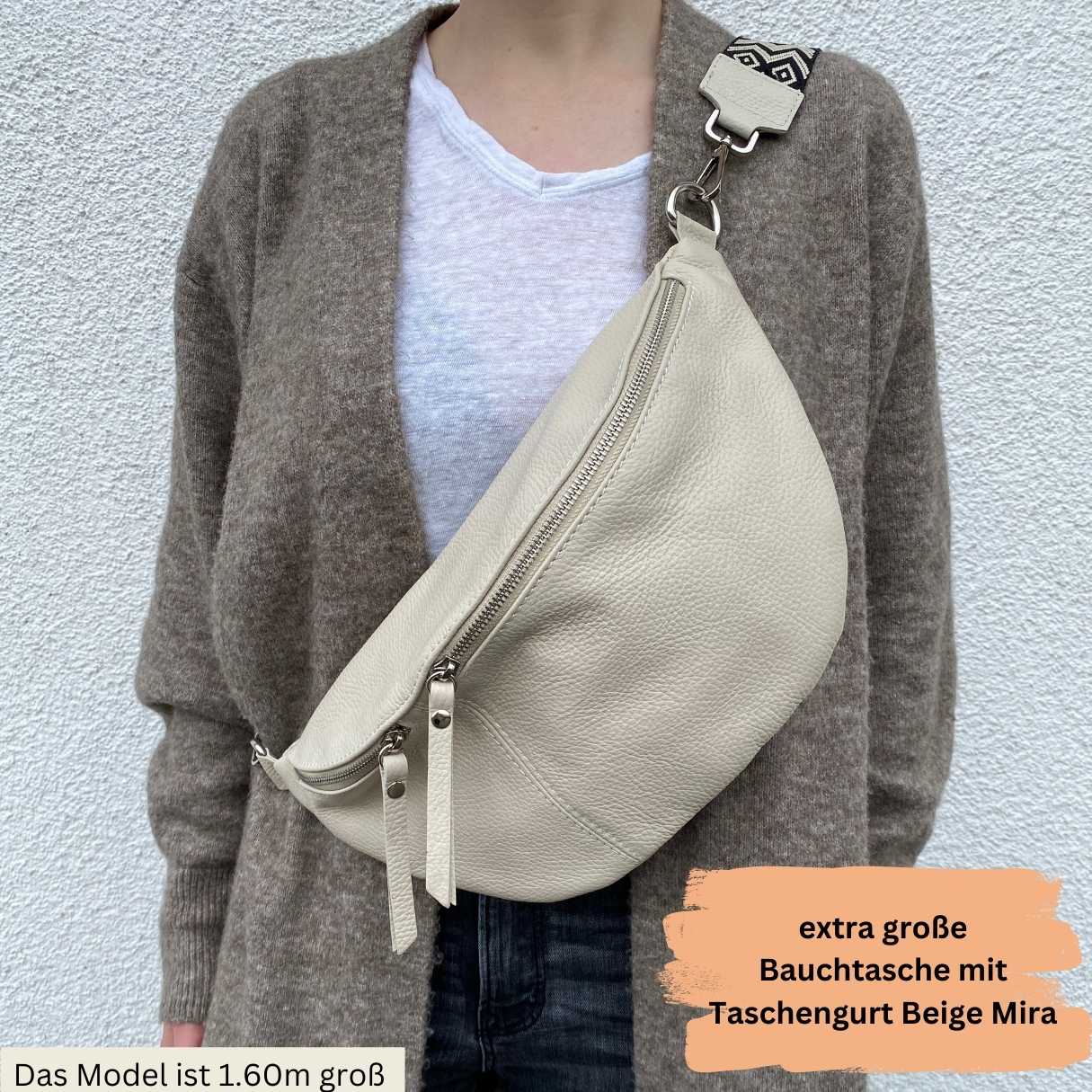 Bauchtasche Beige - aus hochwertigem Leder in Italien gefertigt – MAONI